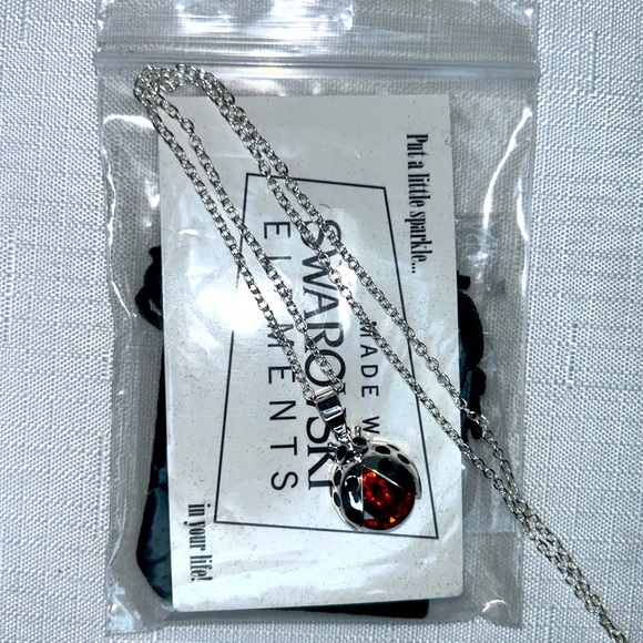 Swarovski | Jewelry | Swarovski Ladybug Silver Red Sparkling Necklace ...